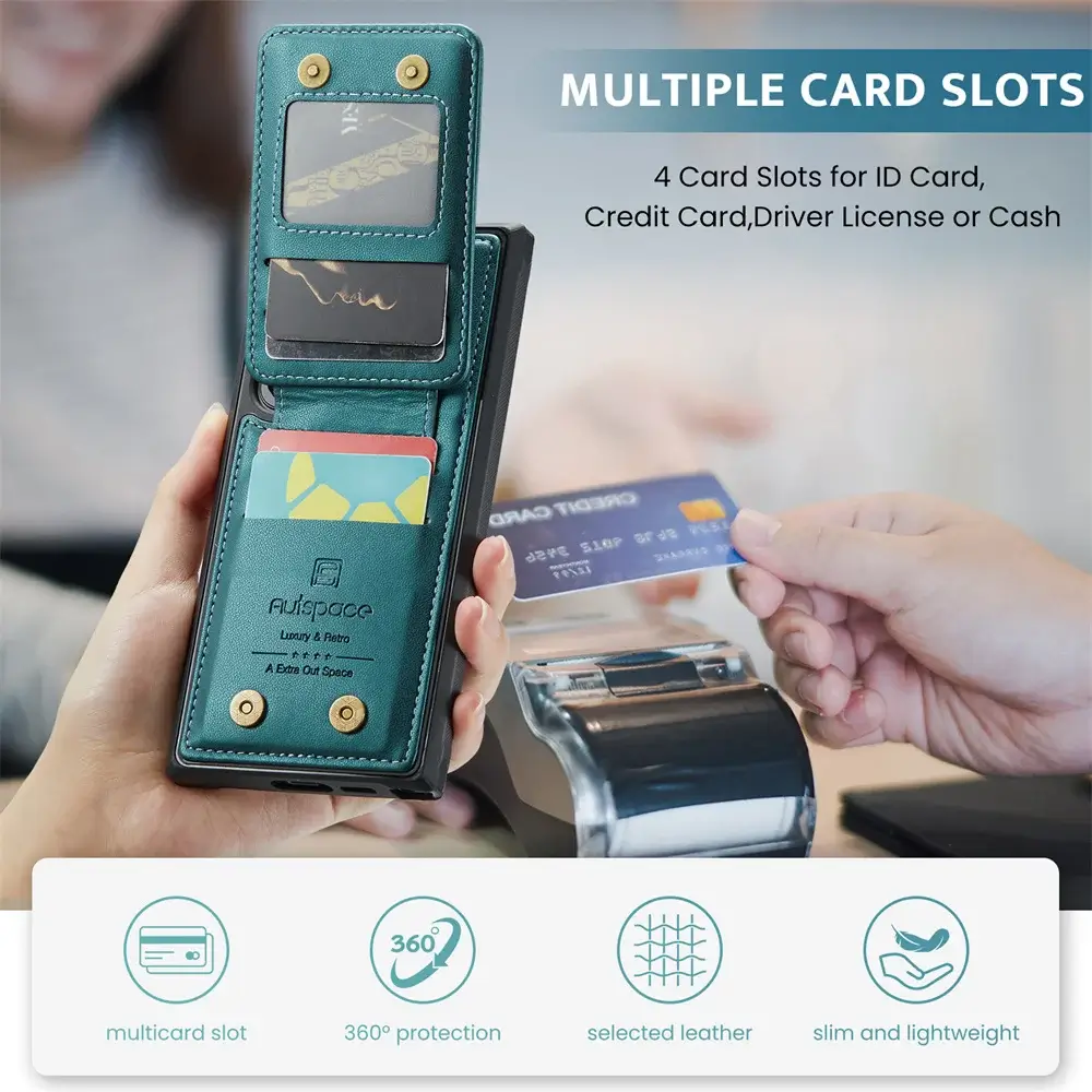 Premium Leather Card Holder Phone Case with Stand Feature for S23 Ultra ...