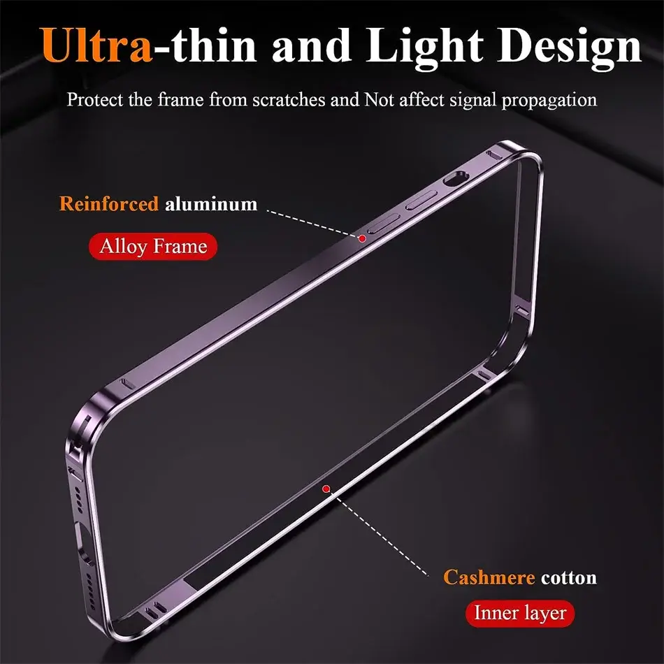 Luxury Ultra-Thin Aluminum Metal Frame Light Bumper Case for iPhone 14 ...