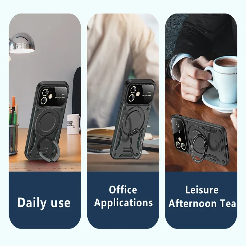 Shockproof Armor Magnetic Ring Bracket Phone Case for Moto G10 (Black)