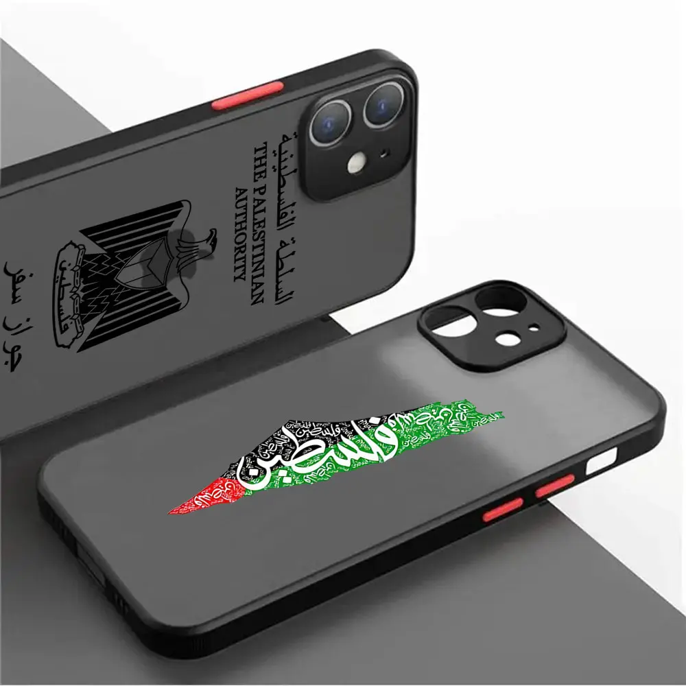 Matte Transparent Back Phone Case with Palestine Flag Map Design for ...