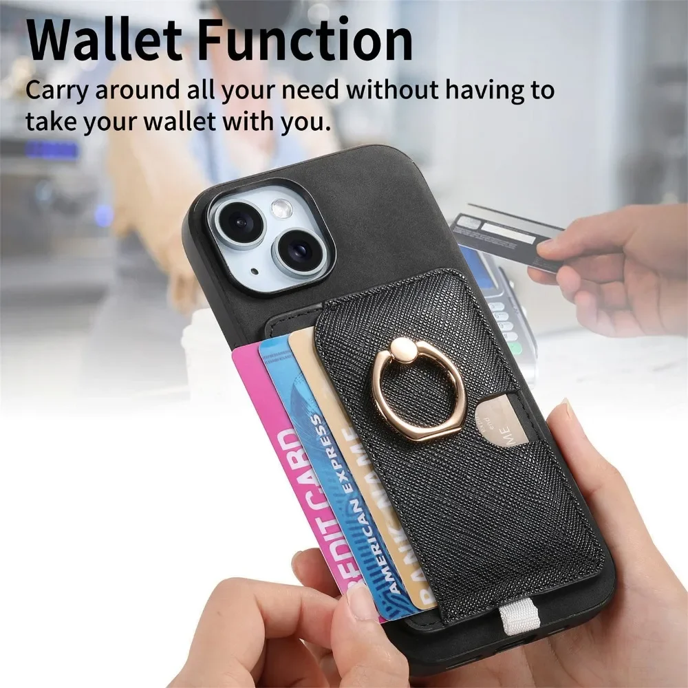 2-in-1 Detachable Magnetic Wallet Phone Case with Card Holder & Ring ...