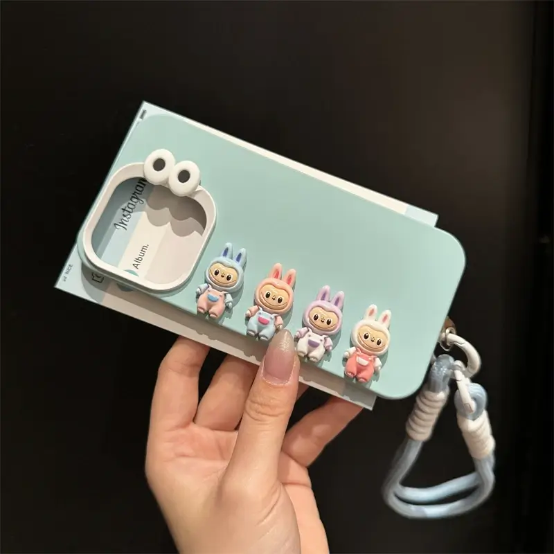 Kawaii 3D Labubu Soft Silicone Phone Case with Wrist Strap for Huawei ...