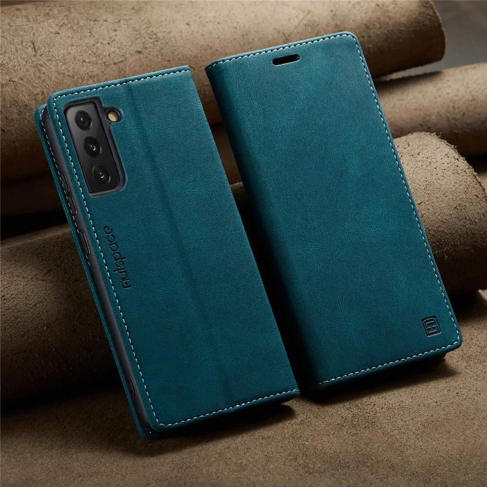 Premium Leather Magnetic Flip Phone Case for S24 Ultra (Red)