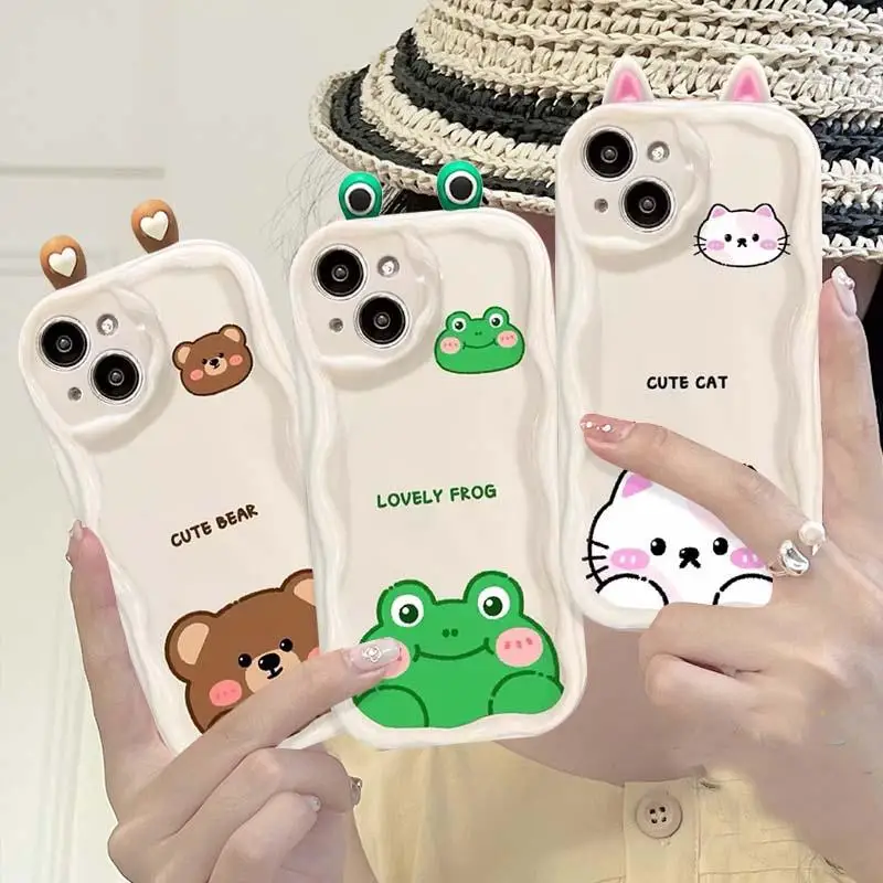Whimsical 3D Frog Eyes Cat Ears Soft Phone Case Cover for A38 4G(A18 4G ...