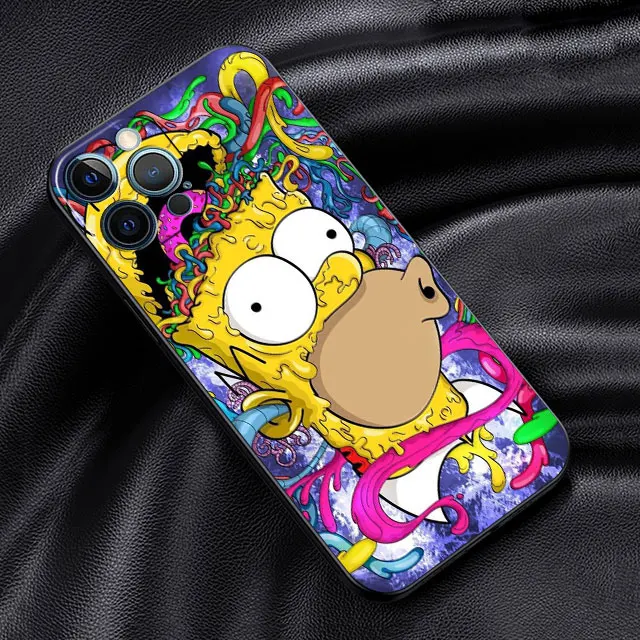 Black Soft TPU Phone Case with Funny Homer Simpson Design for iPhone 7 ...