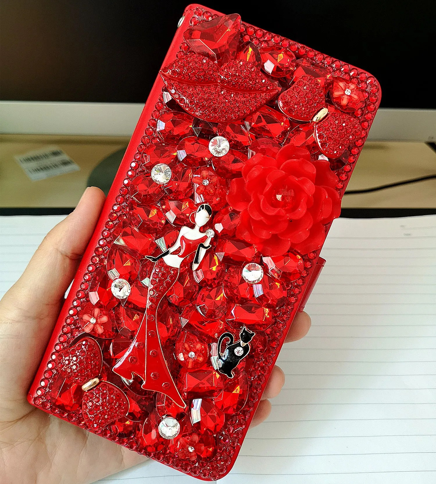 Glamorous Rhinestone Bling Wallet Case - PU Leather Flip Protective ...
