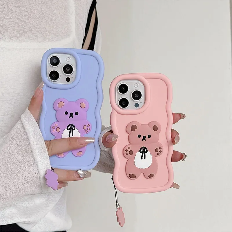 Bear-Themed Rope Phone Case with Soft Cover for OnePlus Nord N20 SE (Black)