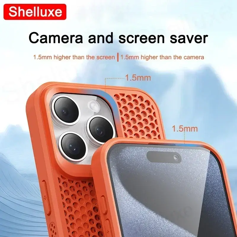 Shelluxe PC Cooling Magsafe Magnetic Case with Heat Dissipation Mesh for iPhone 14 (Purple)