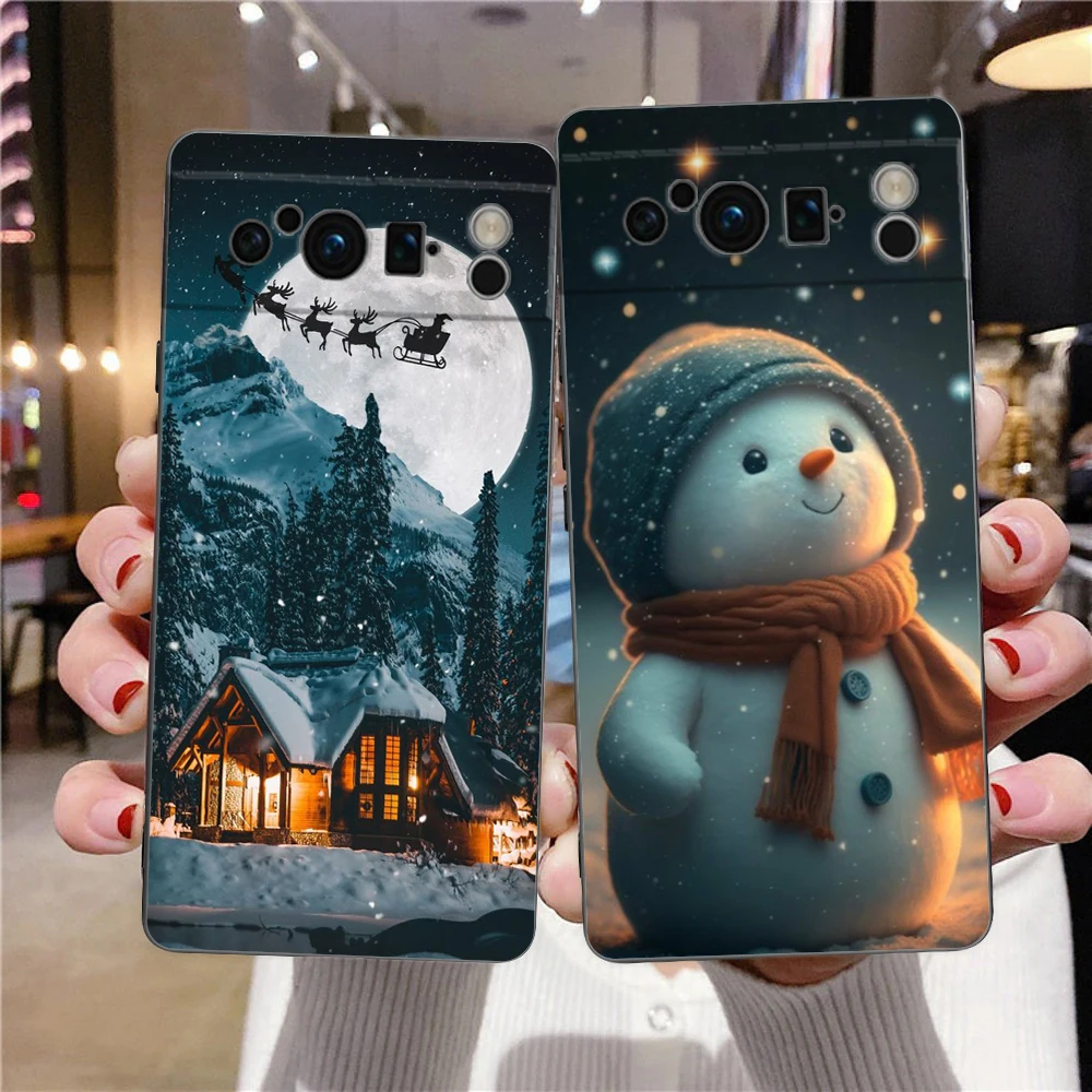 Christmas Graphic Printed Shockproof Black Silicone Phone Case for ...