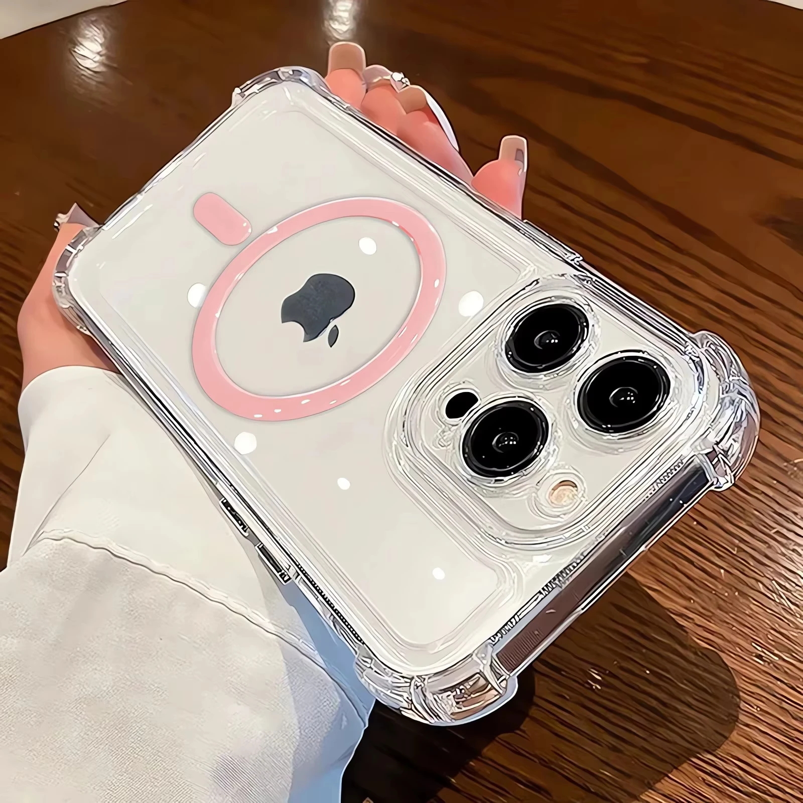 Crystal Clear Shockproof Magnetic Wireless Charging Phone Case for ...