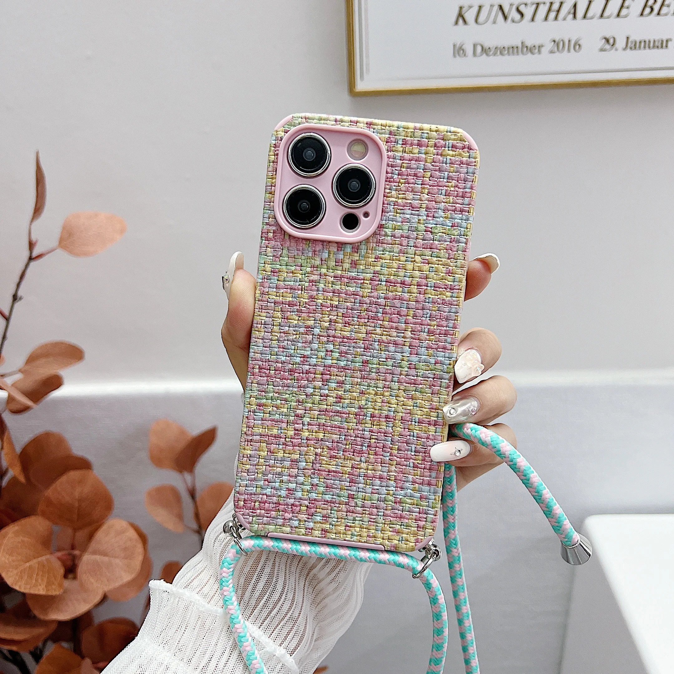 Stylish Crossbody Woven Lanyard Phone Case for Honor 70 pro (6)