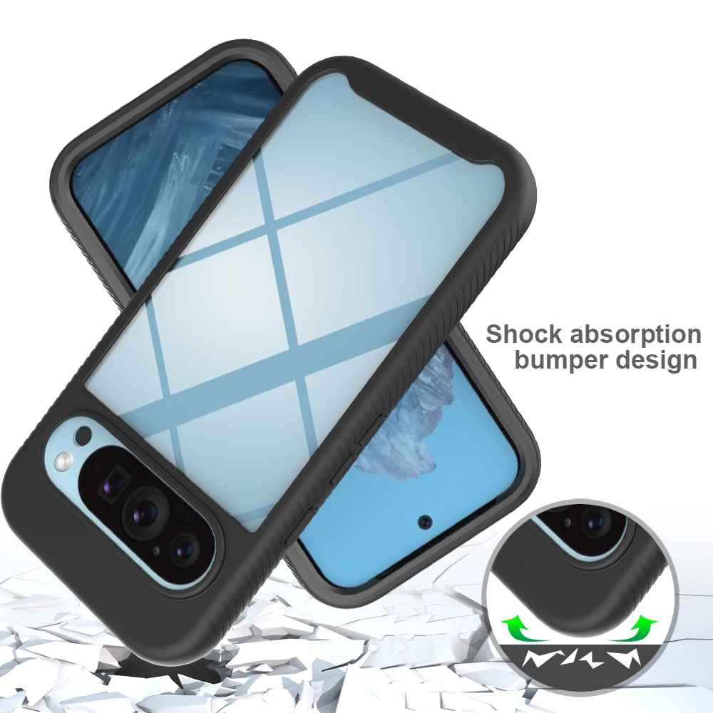 Shockproof Clear Case with Built-in Screen Protector - Full Body Rugged ...