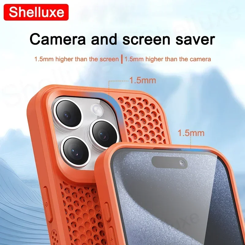 Shelluxe PC Cooling Magsafe Magnetic Case with Heat Dissipation Mesh for iPhone 13 ProMax (Gray)