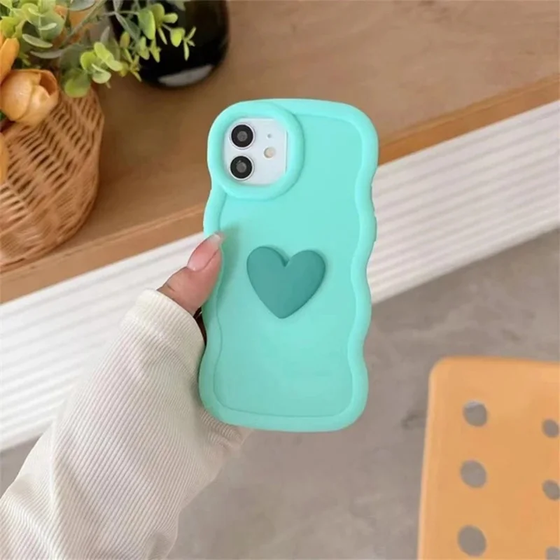 Soft Silicon Candy Heart Waves Phone Case Cover for M15 5 G (White Heart)