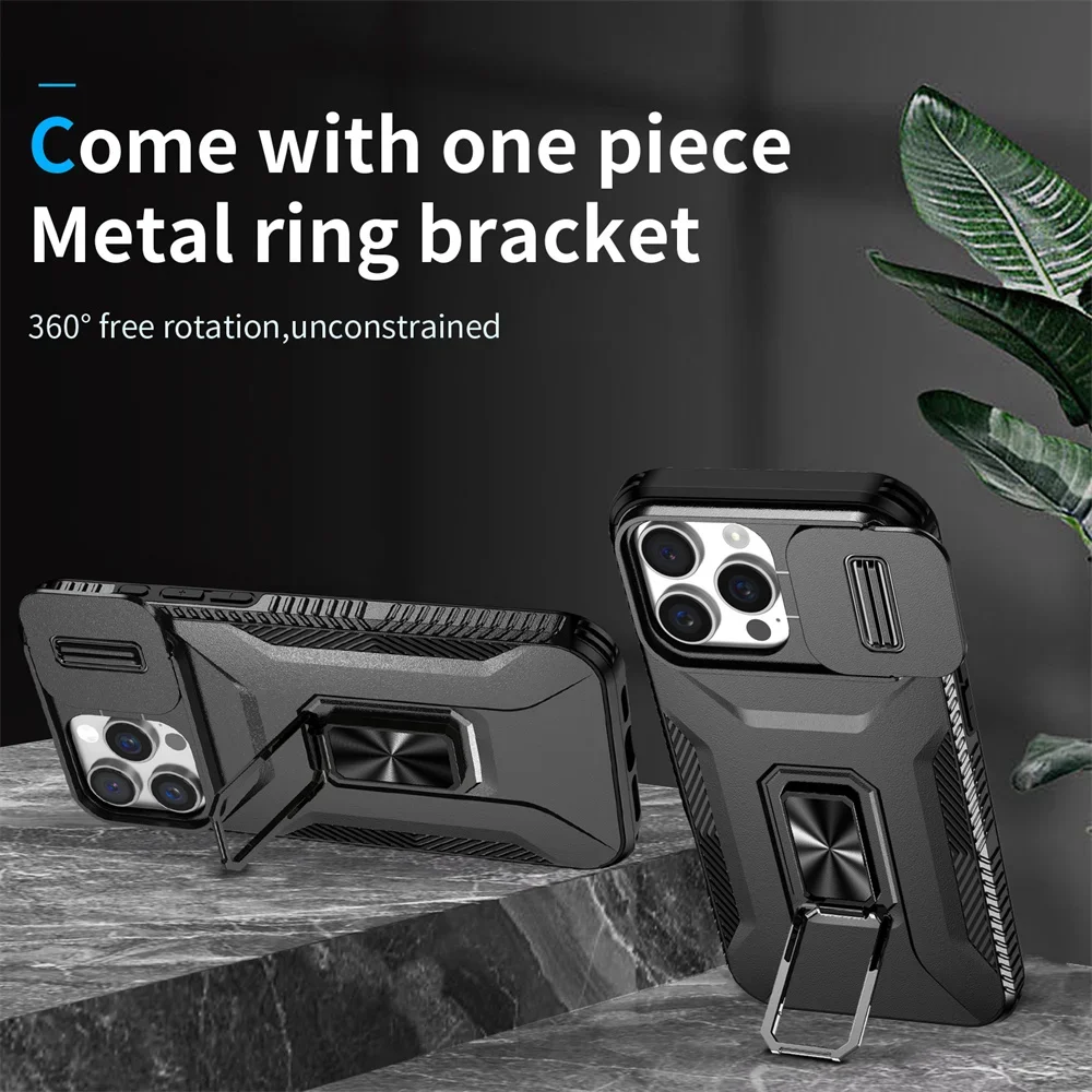 Military Grade Kickstand Protective Slide Camera Armor Case for IPhone ...