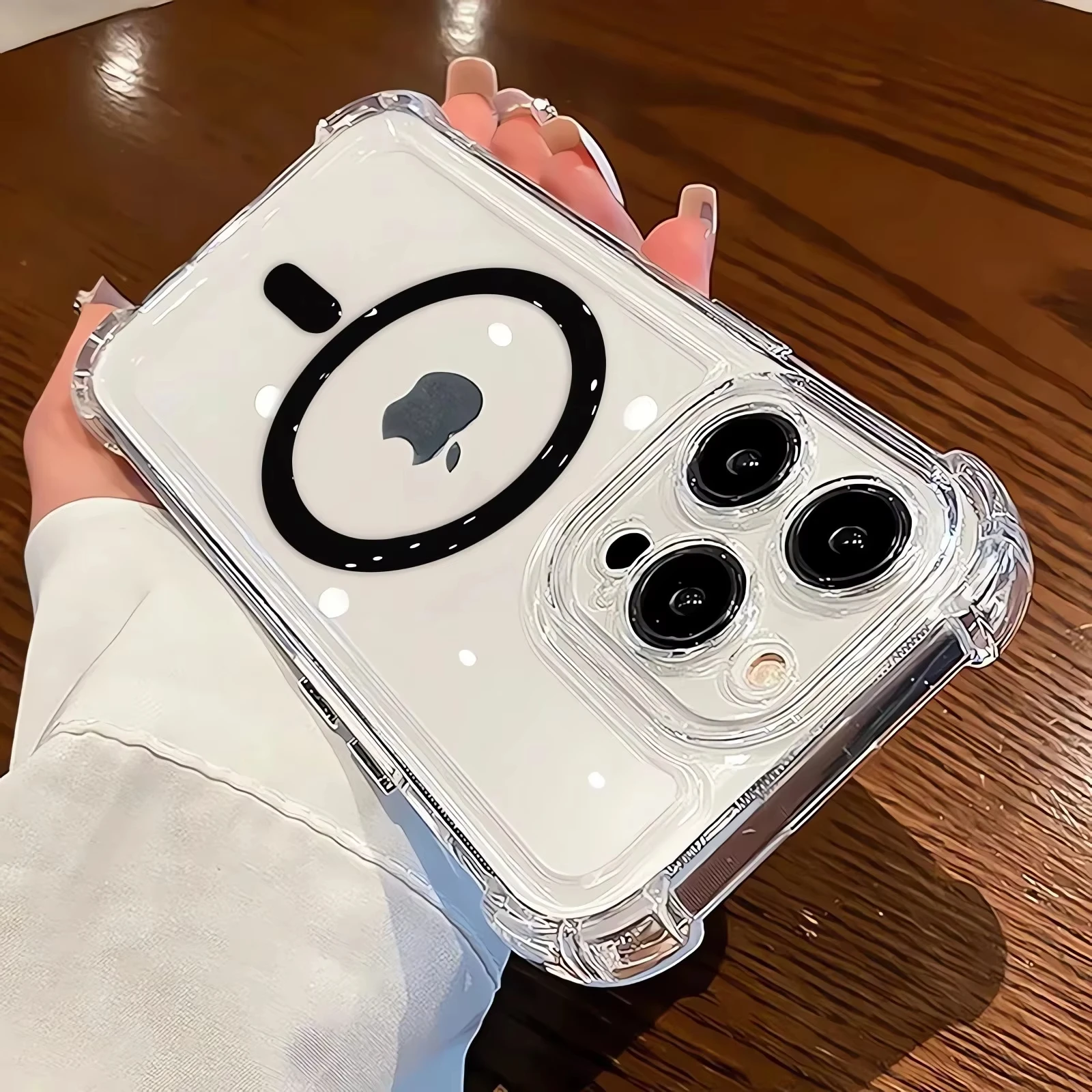 Crystal Clear Shockproof Magnetic Wireless Charging Phone Case for ...