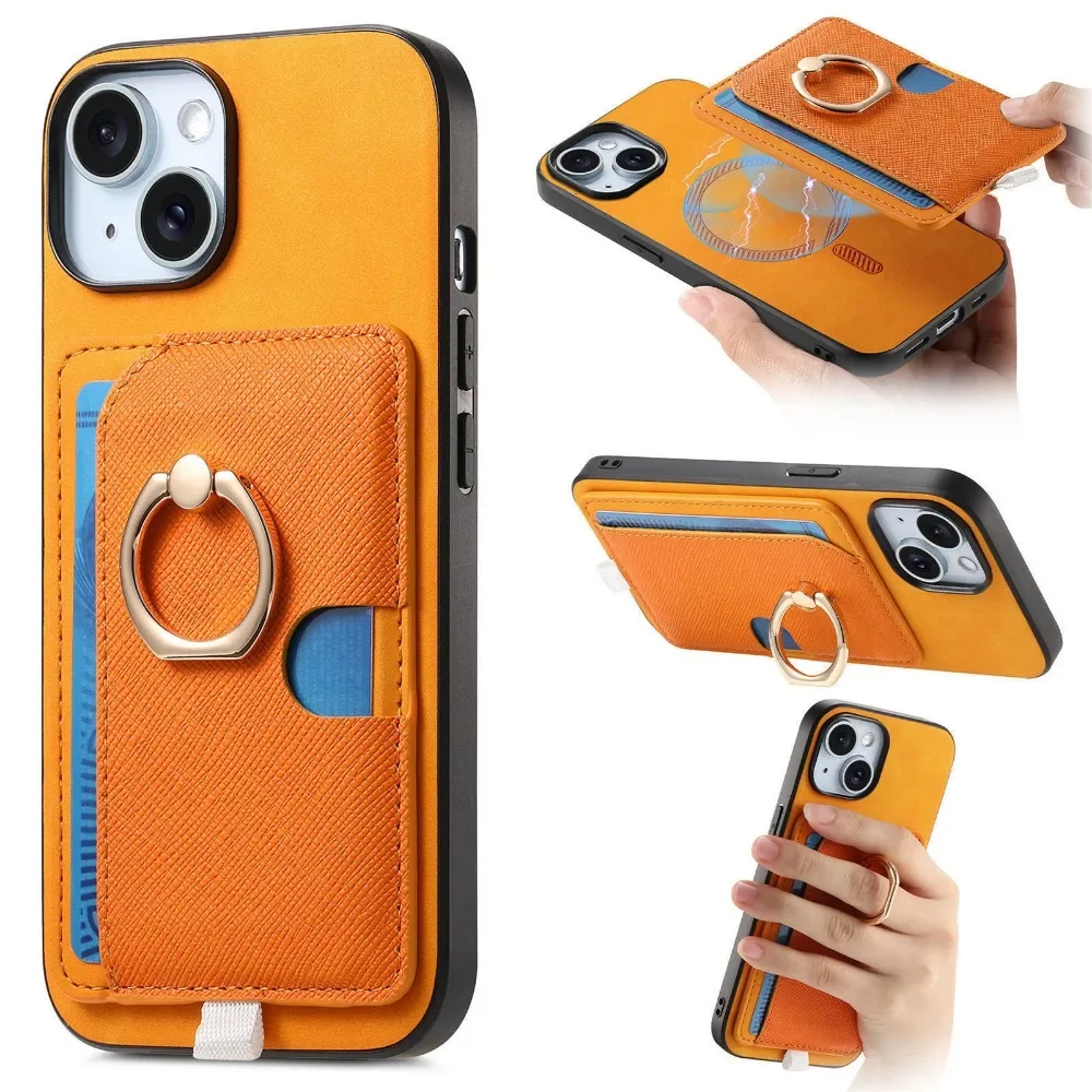 2-in-1 Detachable Magnetic Wallet Phone Case with Card Holder & Ring ...