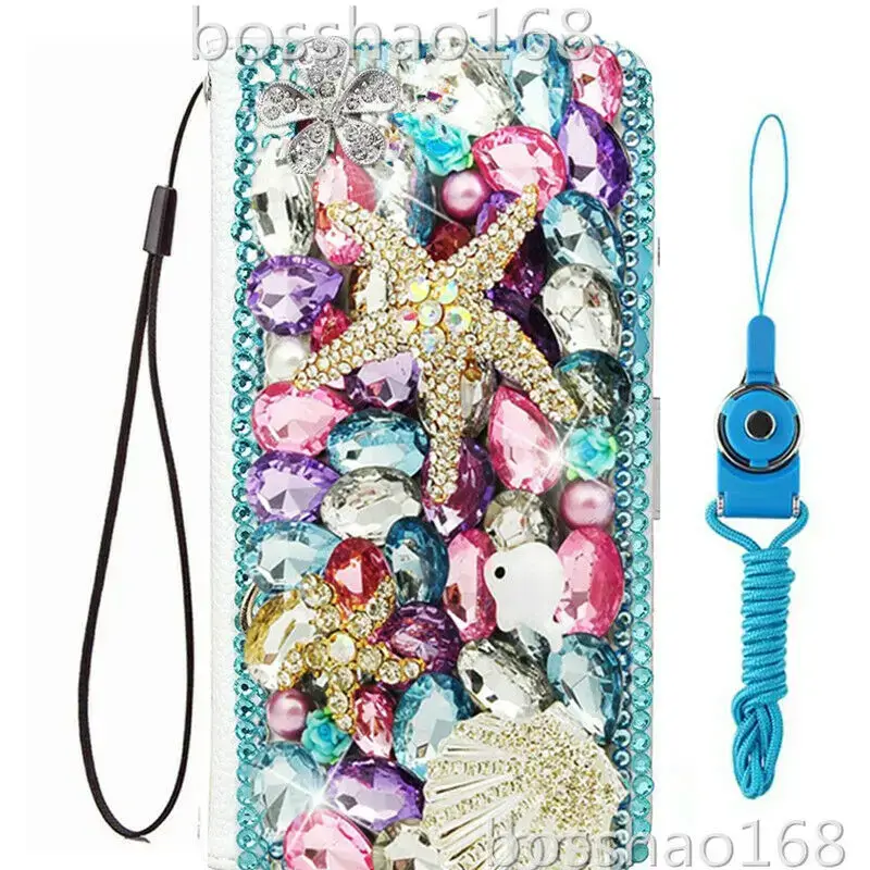 Glamorous Rhinestone Bling Wallet Case - PU Leather Flip Protective ...