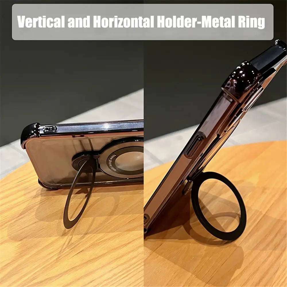 Luxury Plating Shockproof Magnetic Bracket Clear Case with Holder and ...