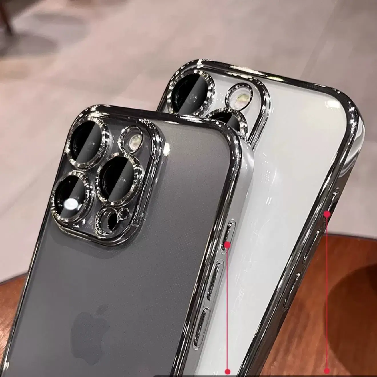 Luxury Plating Soft Silicone Clear Shockproof Case with Lens Protection ...