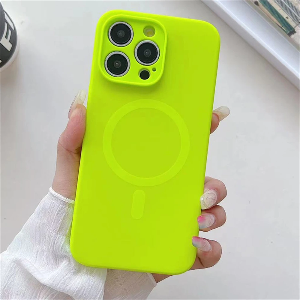 Vibrant Fluorescent Liquid Silicone Magnetic Case with Wireless ...