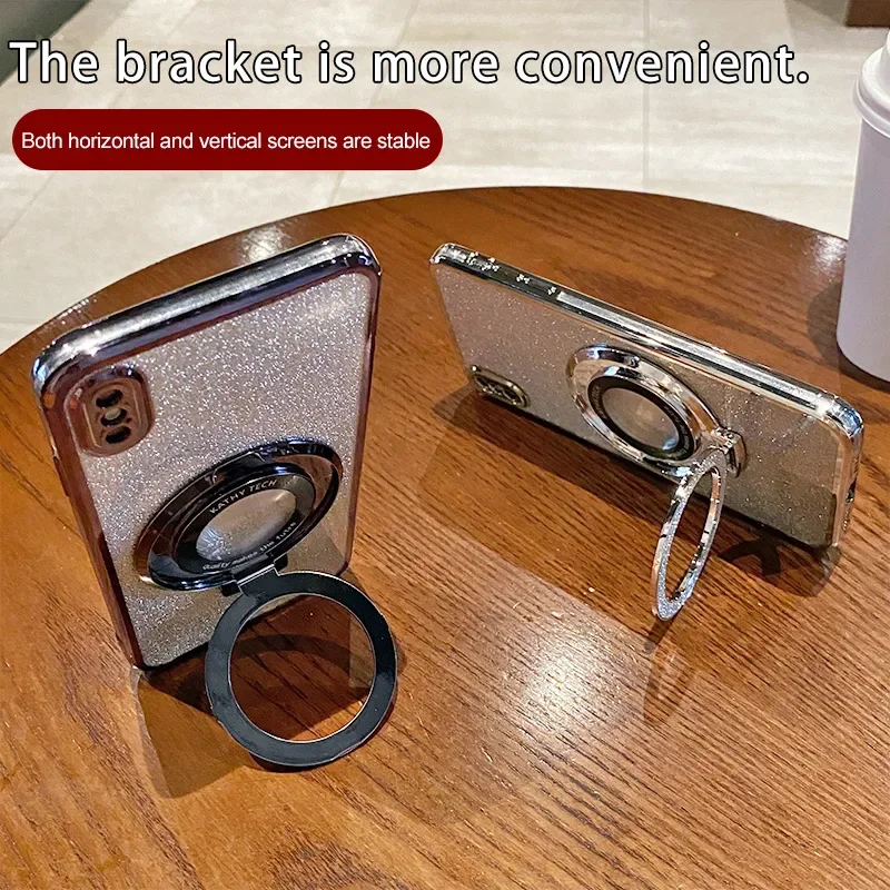 Shimmering Gradient Glitter Ring Stand Phone Case – Soft, Durable, and ...