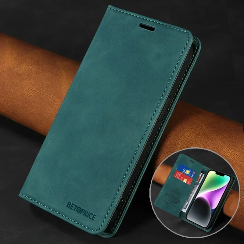 RFID Leather Flip Phone Case Cover for A04 (Blue)