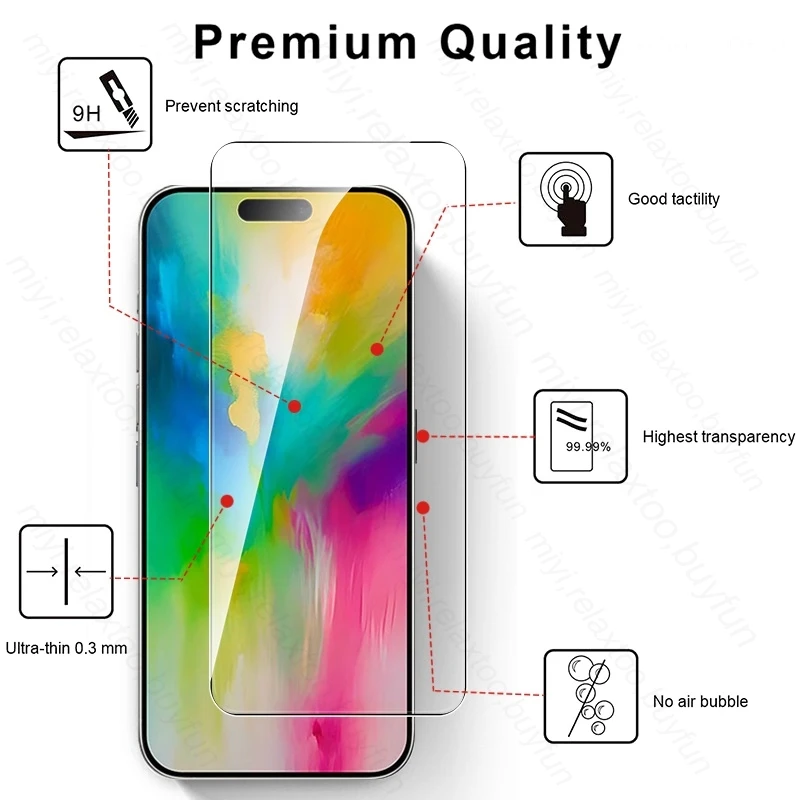 4PCS HD 9H Tempered Glass Protective Case for Iphone 16 (Transparent-4PCS)