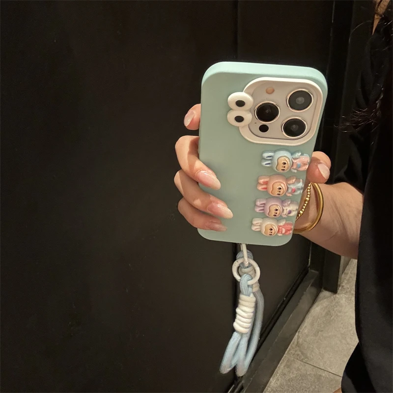 Kawaii 3D Labubu Soft Silicone Phone Case with Wrist Strap for Huawei ...