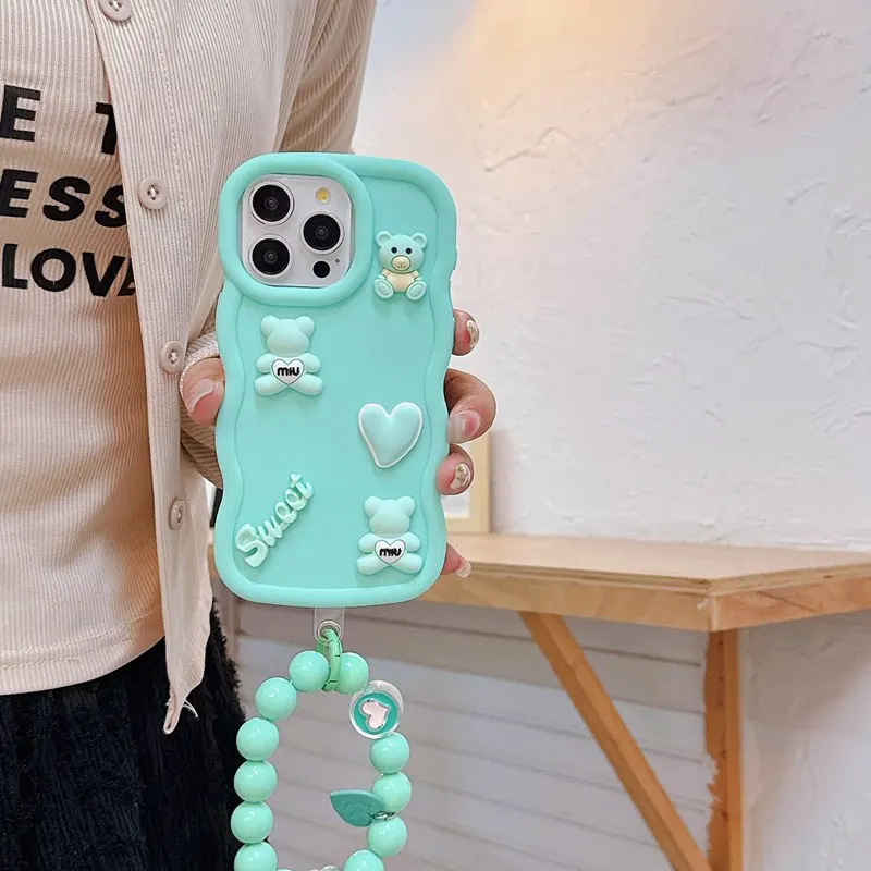 Adorable Bear Heart Wave Design Soft Phone Case for OPPO K10 4 G (White)