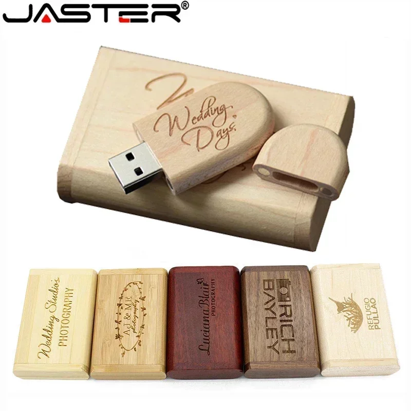 Personalized Wooden USB Flash Drive - 128GB Custom Logo Memory Stick ...