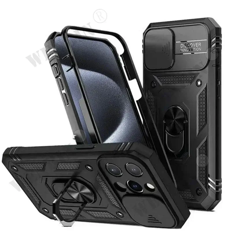 360° Full Body Rugged Protective Case with Slide Camera Cover & Stand ...