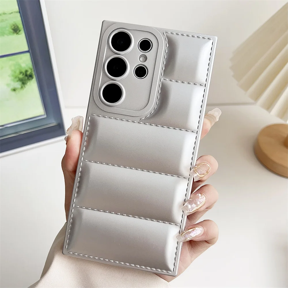 Candy Color Soft Down Jacket Phone Case for S24 Plus (Pink)