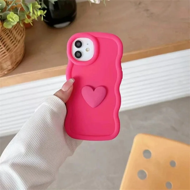 Soft Silicon Candy Heart Waves Phone Case Cover for M13 4G (White Heart)
