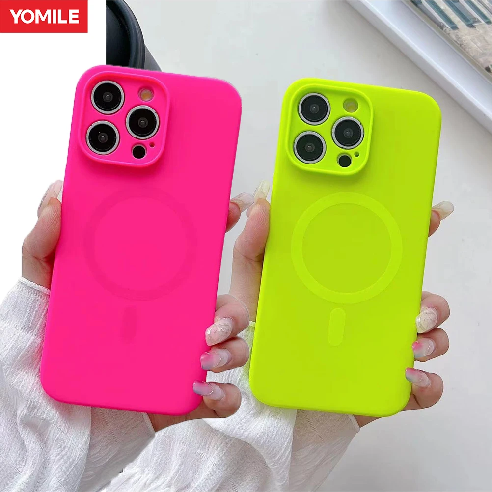 Vibrant Fluorescent Liquid Silicone Magnetic Case with Wireless ...