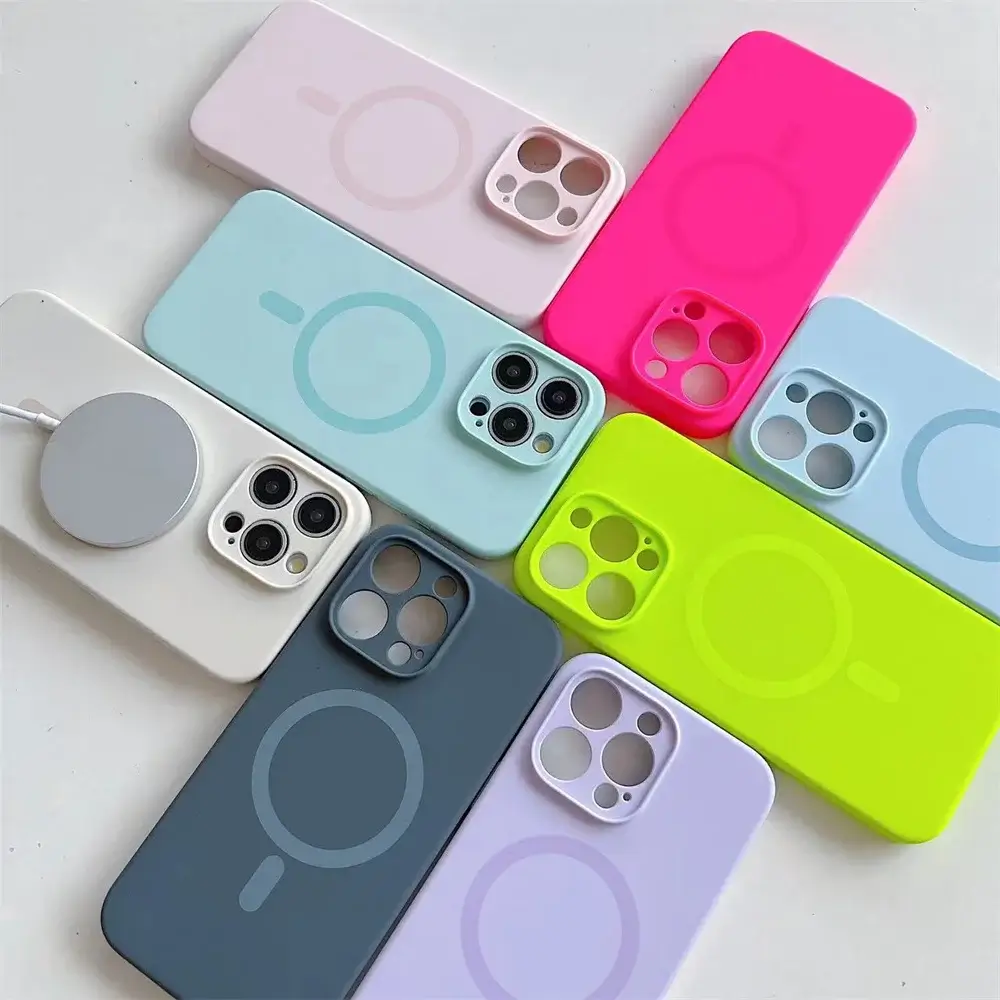 Vibrant Fluorescent Liquid Silicone Magnetic Case with Wireless ...
