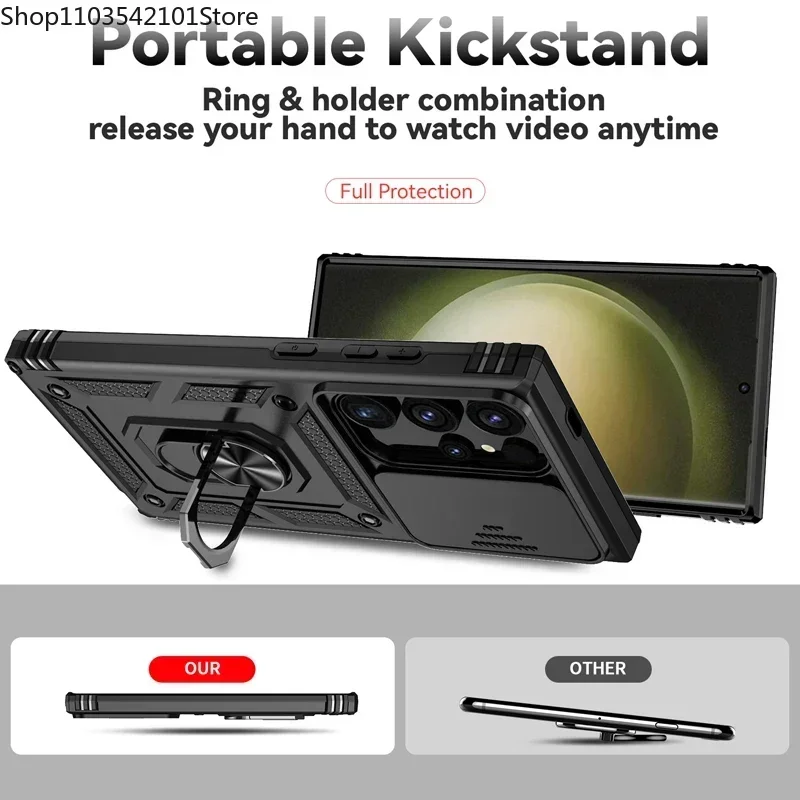 Rotating Ring Stand Military Grade Armor Camera Lens Case for A06 ...