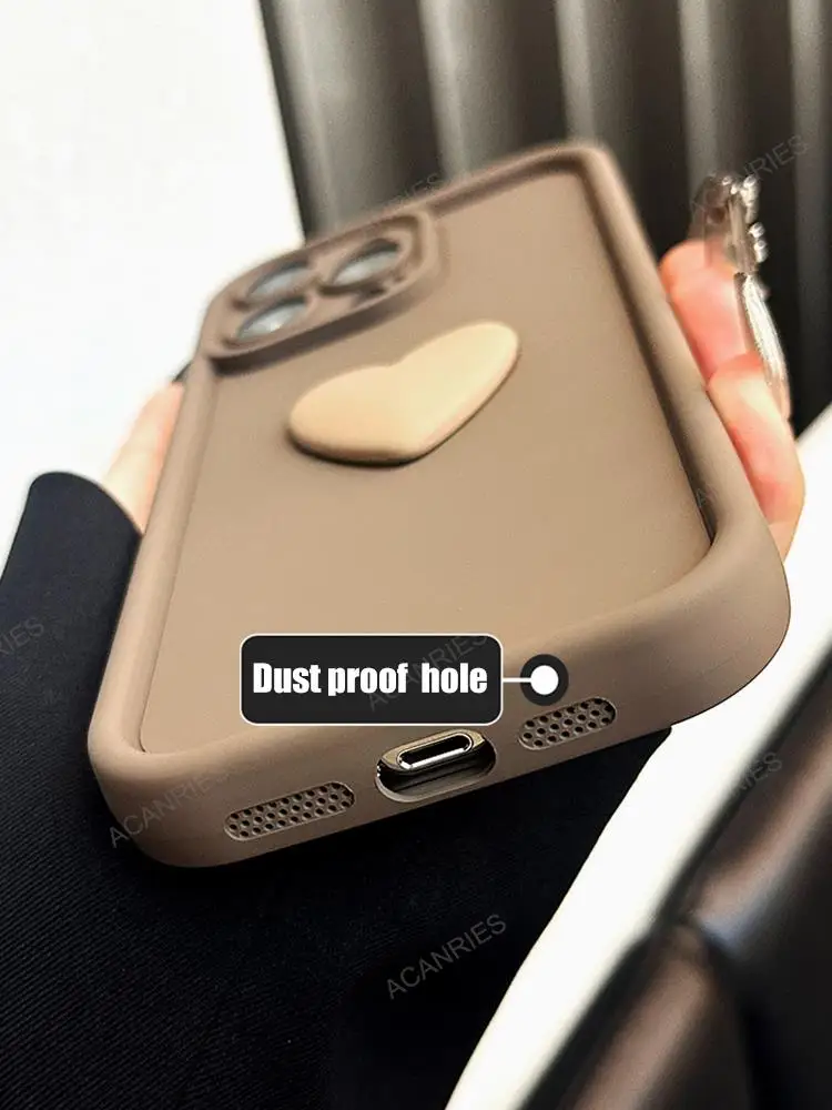 Adorable 3D Love Heart Silicone Matte Back Cover for A03 (AX Beige)