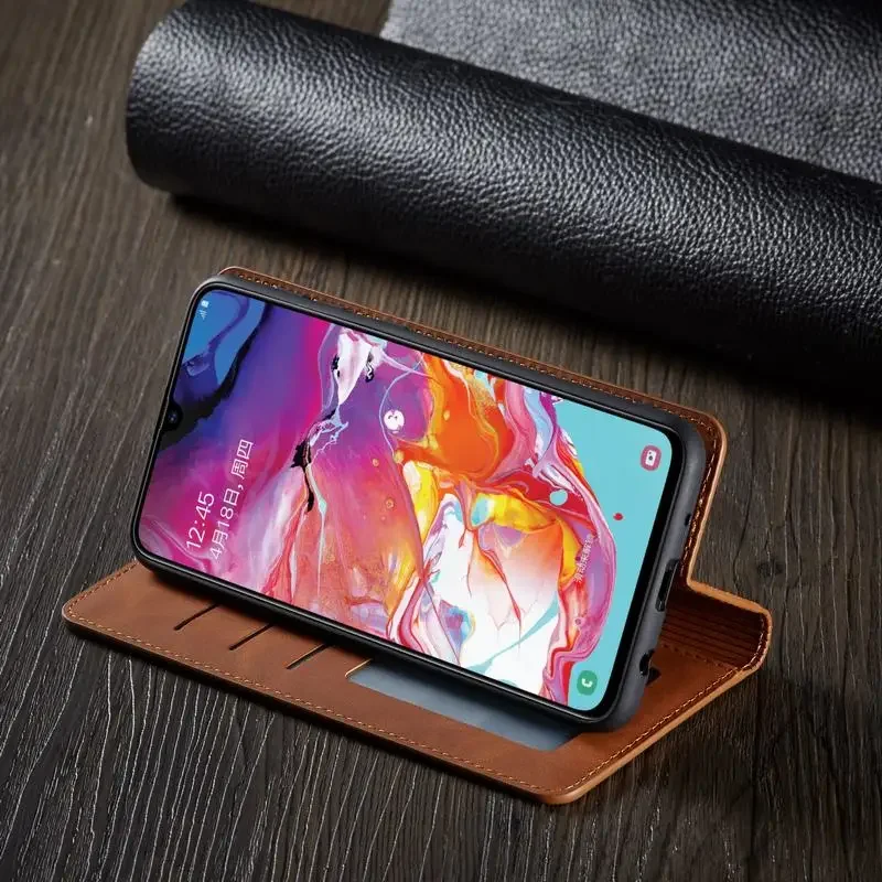 Premium Leather Wallet Case for Samsung Galaxy Smartphones (Red)