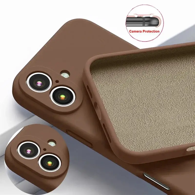 Premium Soft Brown Liquid Silicone Phone Case - Protective Candy Color ...