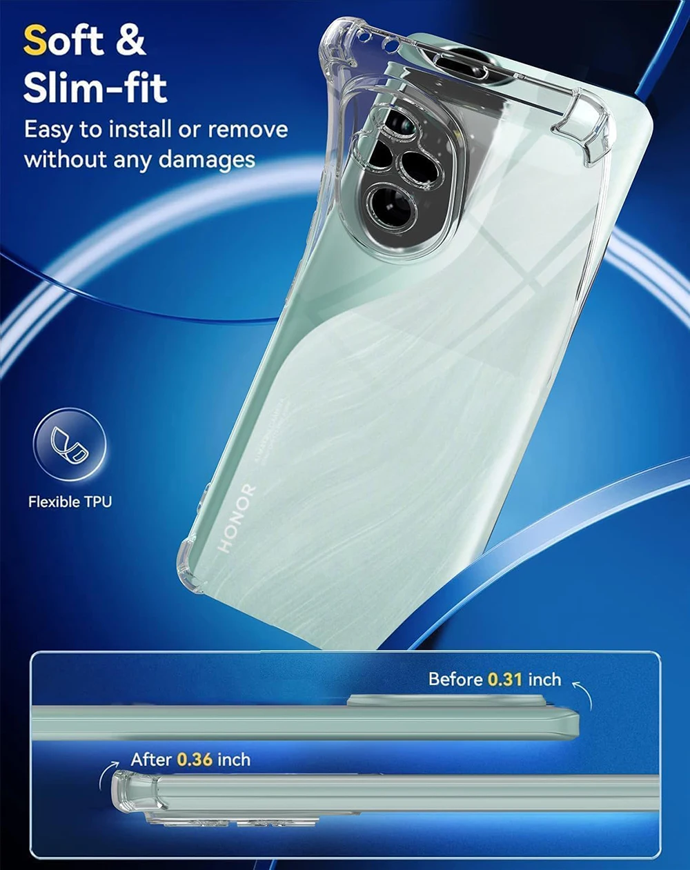 Shockproof Clear Silicone Soft Phone Case for HONOR X6 A