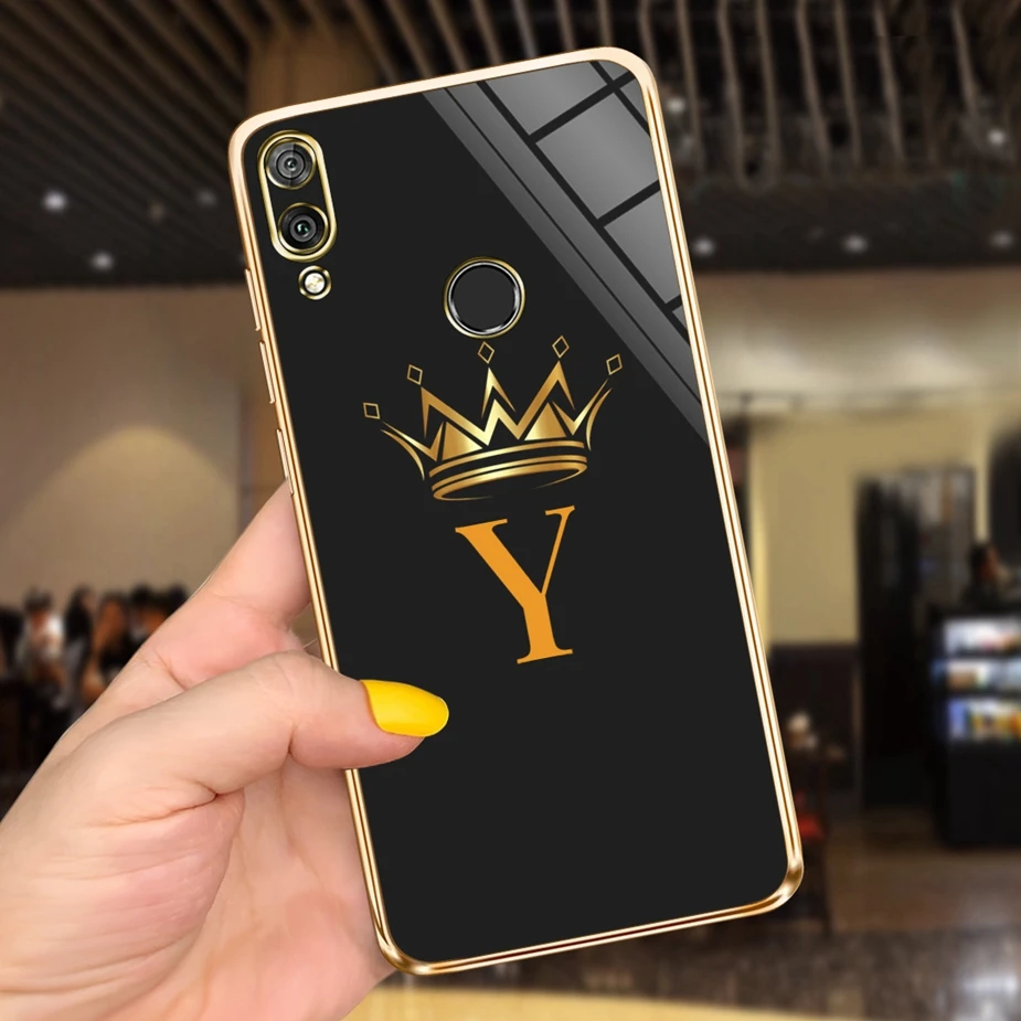 Elegant Plated Soft Phone Case with Cute Letter Design for Huawei Y7 ...