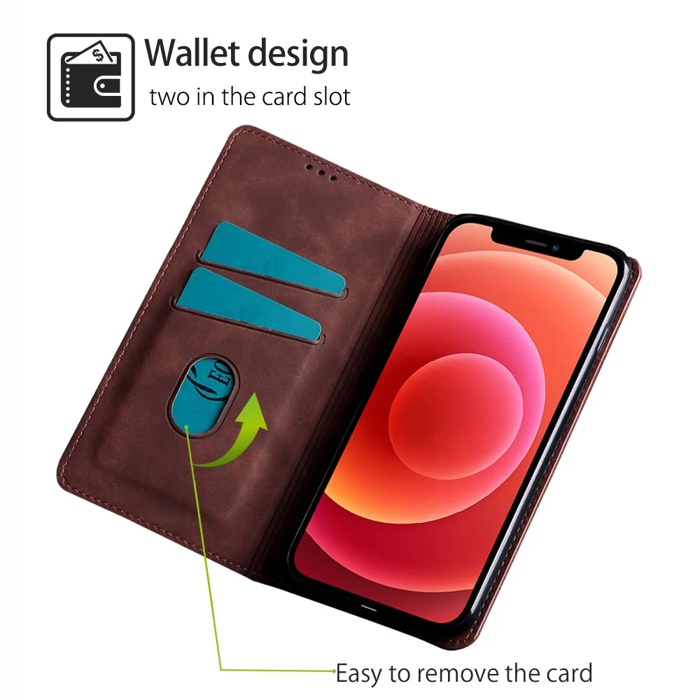 Premium Leather Magnetic Flip Wallet Case with Card Slot for OPPO Reno ...