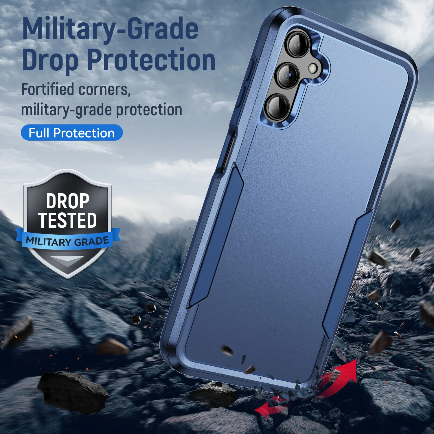 Durable 2-in-1 Armored Fall-Proof Protective Phone Case for A30 (Hong hei)