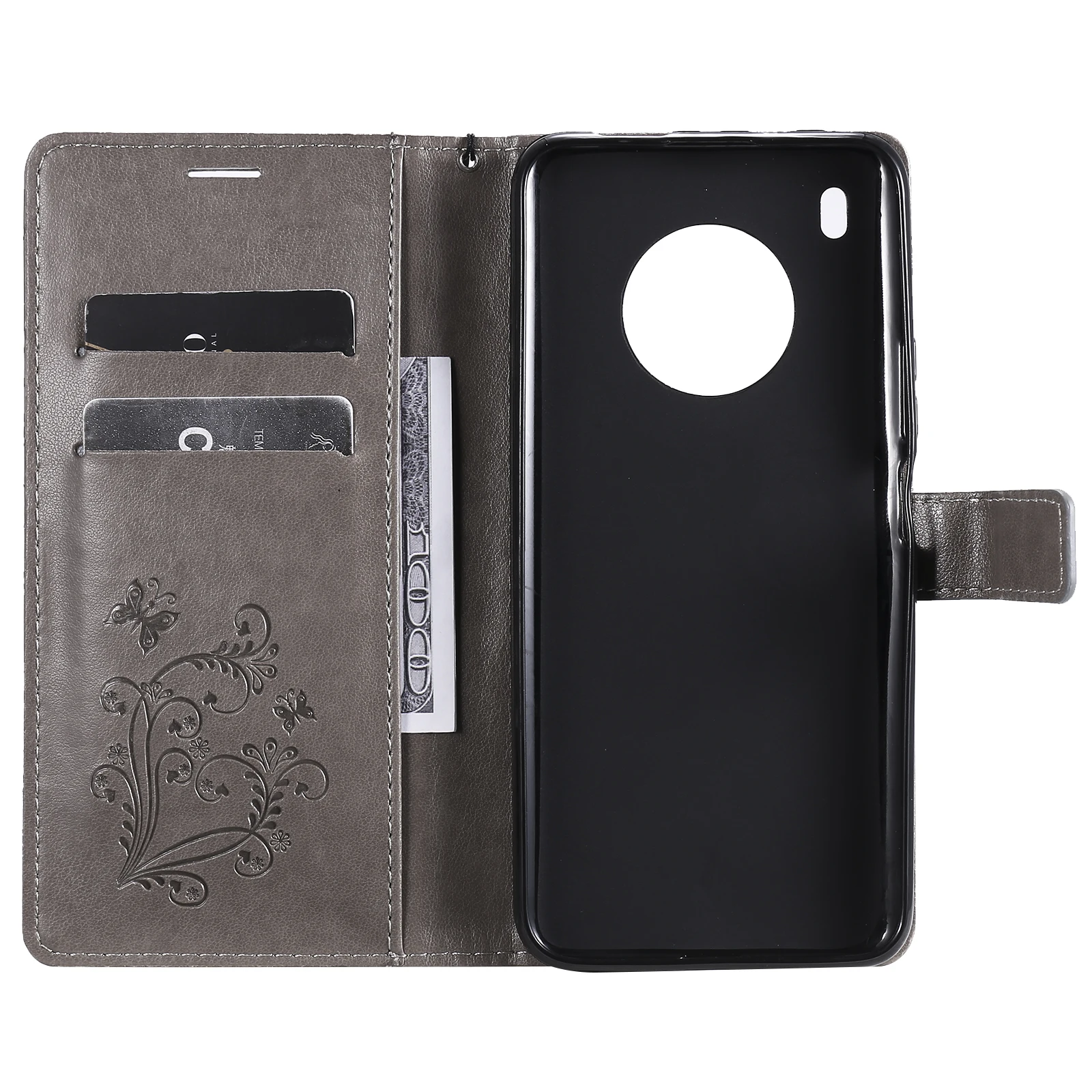 Elegant Butterfly Embossed Leather Wallet Flip Case for P10 (02)