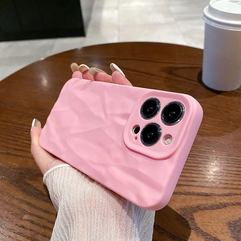 Matte Wrinkled Texture Folding Paper Pattern Shockproof Silicone Phone ...