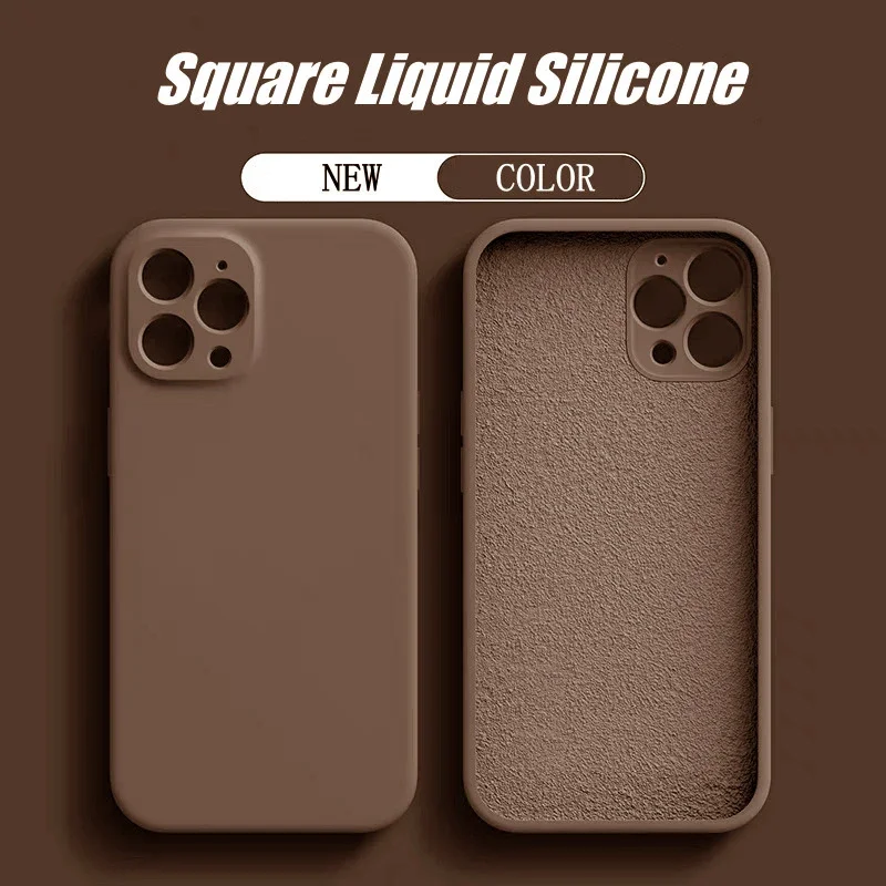 Premium Soft Brown Liquid Silicone Phone Case - Protective Candy Color ...