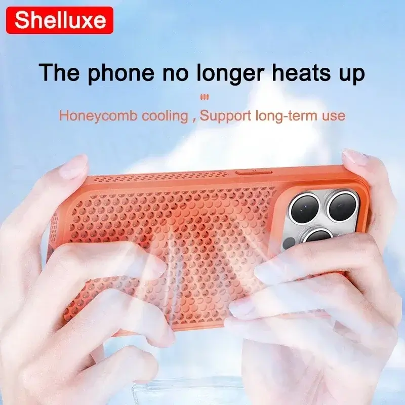 Shelluxe PC Cooling Magsafe Magnetic Case with Heat Dissipation Mesh for iPhone 14 (Purple)