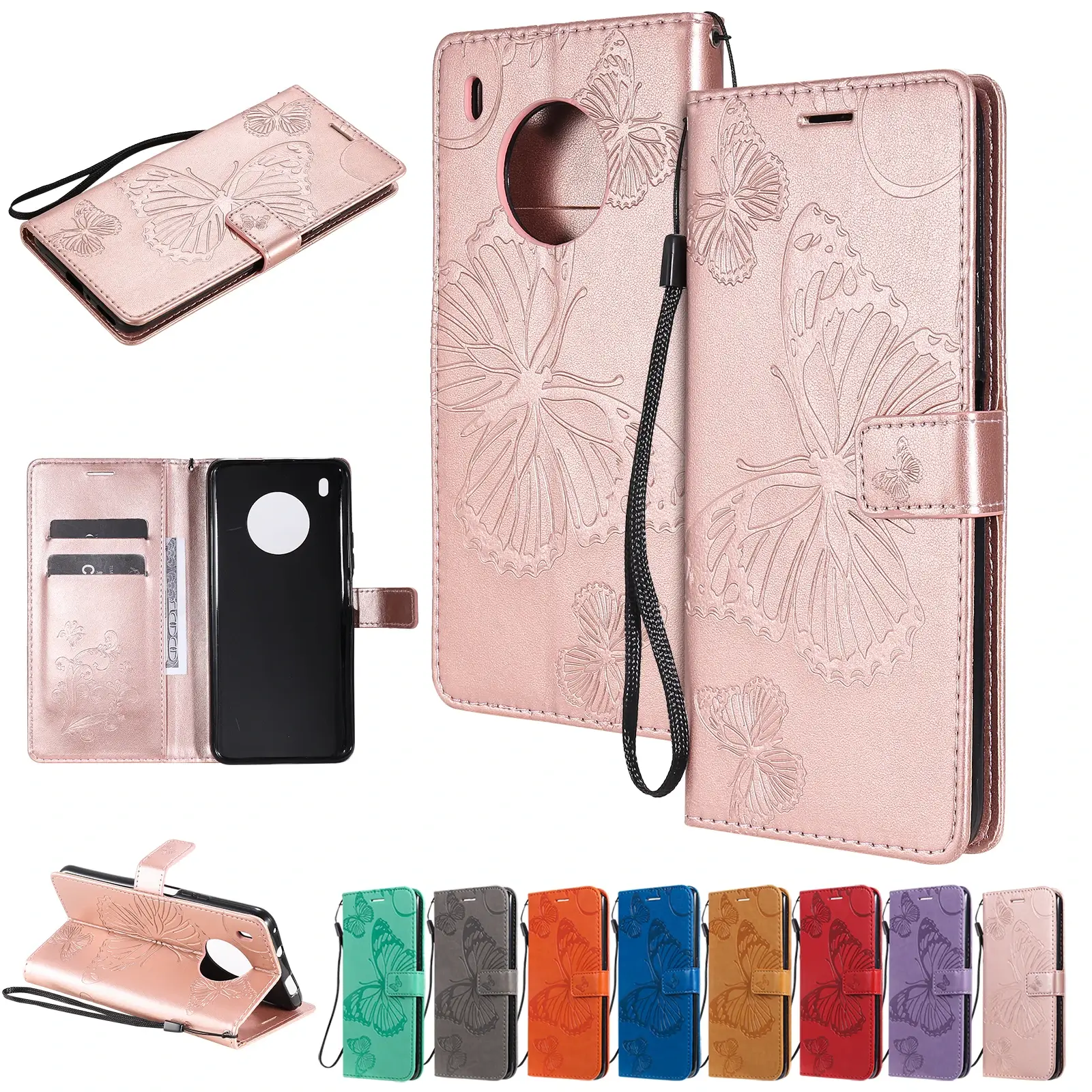 Elegant Butterfly Embossed Leather Wallet Flip Case for P10 (02)