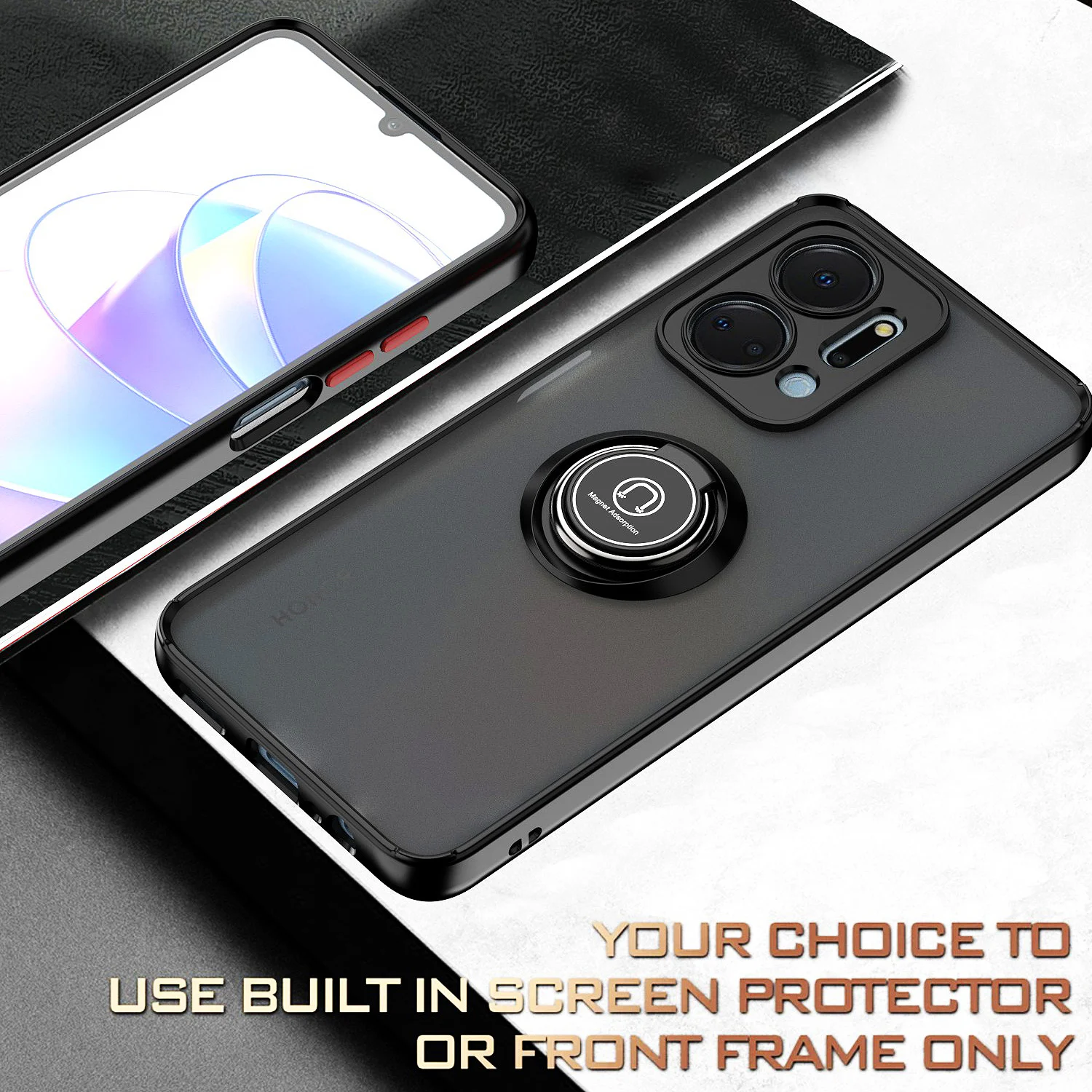 Shockproof Matte Case with Magnetic Ring Holder - Sleek and Durable ...